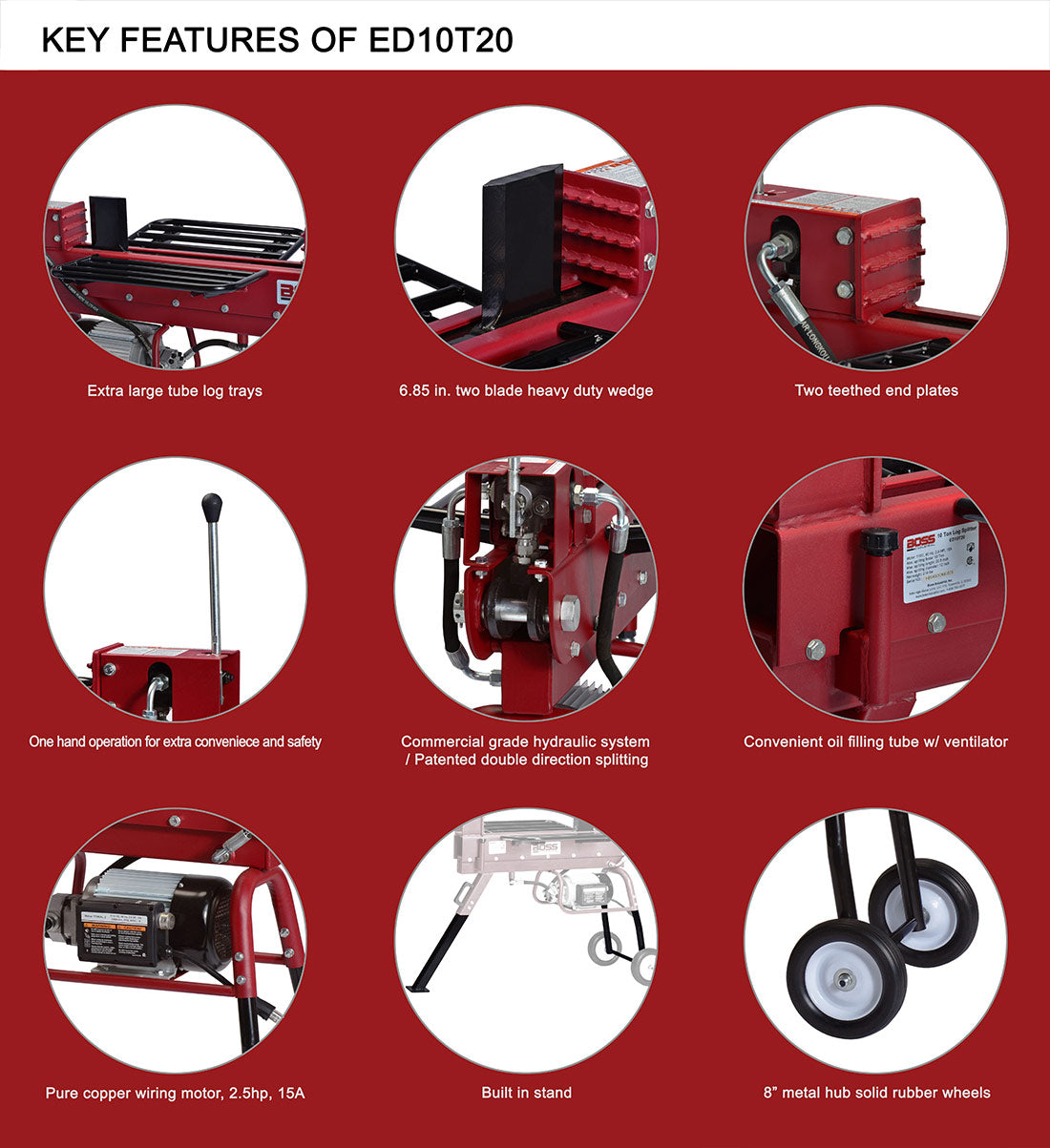 10 Ton Electric Log Splitter – Boss Log Splitters