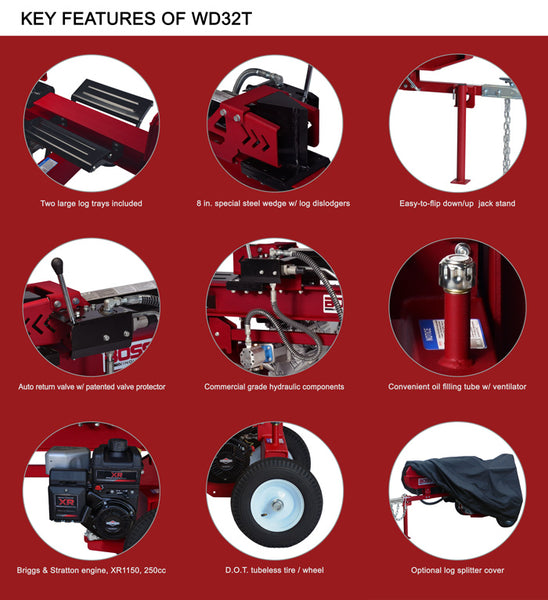 32 Ton Horizontal/ Vertical Gas Log Splitter – Boss Log Splitters
